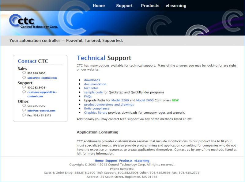 Support • Control Technology Corporation